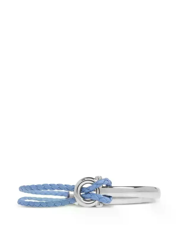 FERRAGAMO Gancini Braided-leather Bracelet - Silver