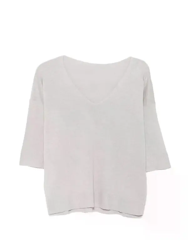 LE TRICOT PERUGIA V-neck Short-sleeve Sweater