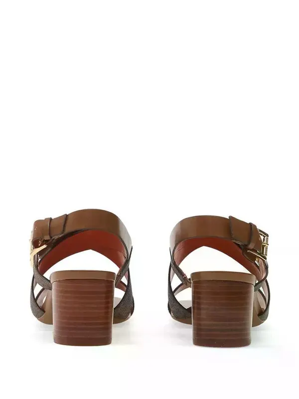 Michael Kors Logo Plaque Crossover Strap Sandals
