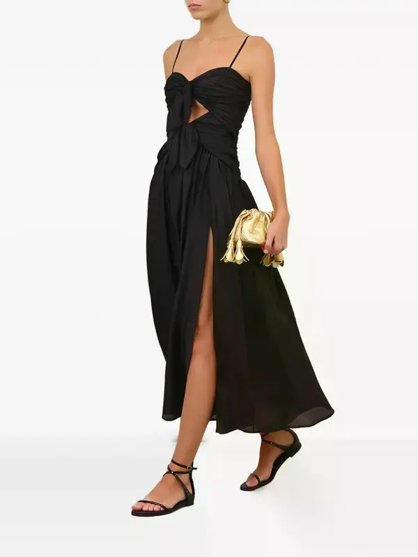 Zimmermann Aster Tie-detail Midi Dress - Black