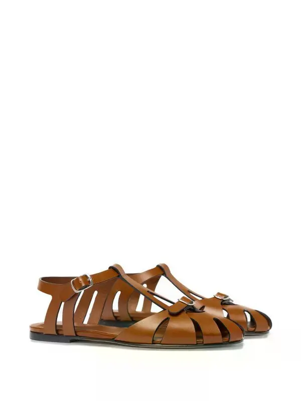 SCAROSSO Gala Cage-detail Sandals - Brown