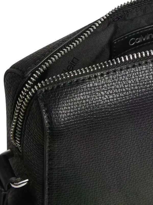 Calvin Klein Textured Messenger Bag With Logo Plaque