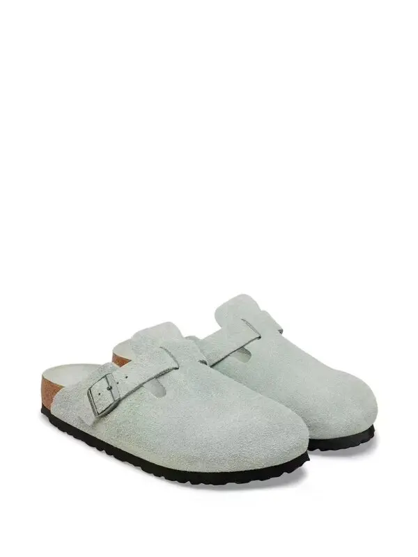 BIRKENSTOCK Boston Buckle-fastening Suede Mules - Grey