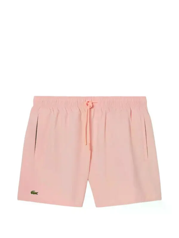 Lacoste Logo-patch Drawstring Swim Shorts - Pink