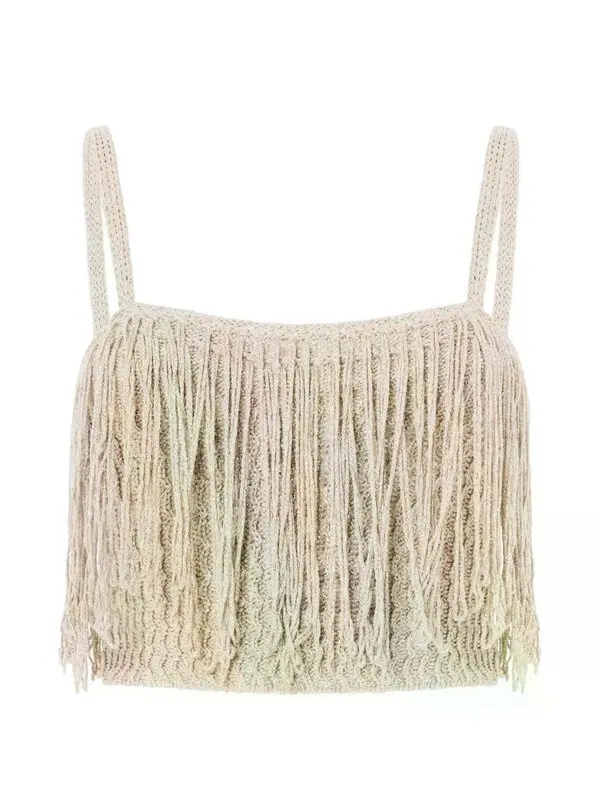 Pinko Paeonia Fringe-trimmed Top - Brown