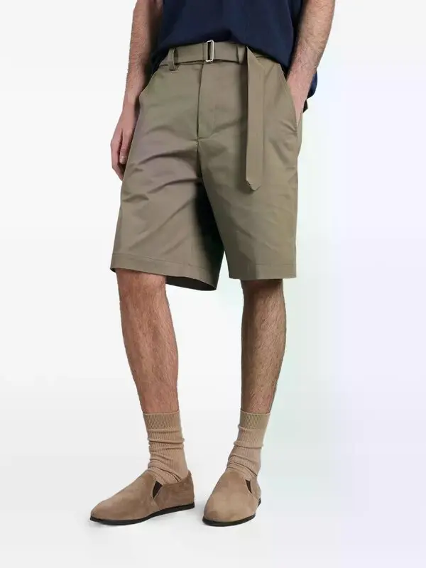 LOW BRAND Belted Twill Shorts