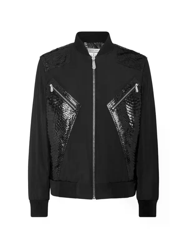 Philipp Plein Python-leather-panelled Bomber Jacket