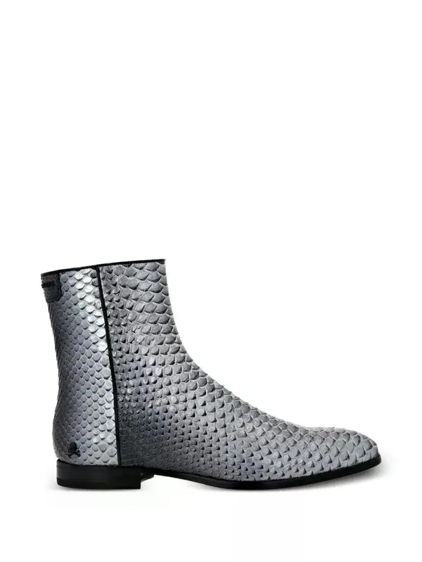 Philipp Plein Python Print Mid-heel Ankle Boots - Silver