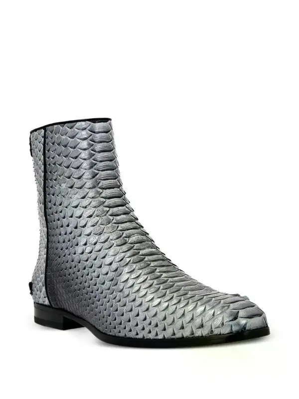Philipp Plein Python Print Mid-heel Ankle Boots - Silver