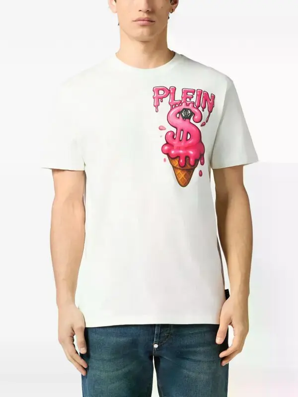 Philipp Plein Round Neck T-shirt Ice Cream Dollar
