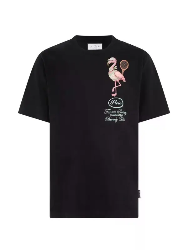 Philipp Plein Round Neck T-shirt Flamingo Tennis Society