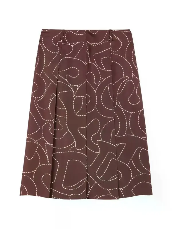 TOD'S Topstitched Box-pleat Skirt