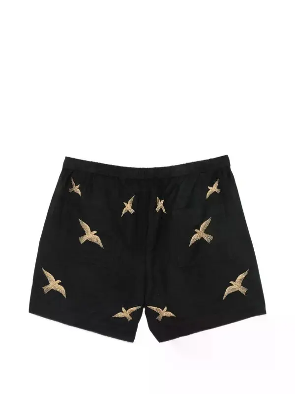 BAZISZT Bird-embroidered Drawstring Shorts