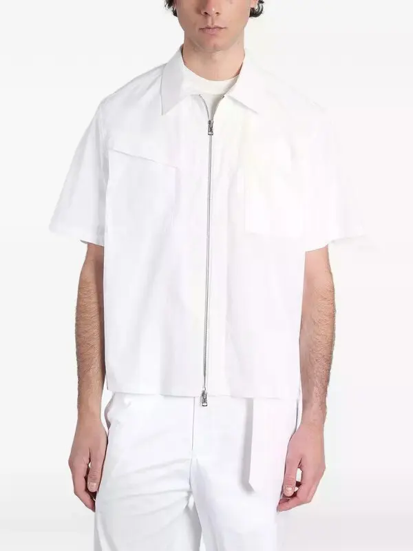 LOW BRAND S162 Zip-up Short-sleeve Shirt - White