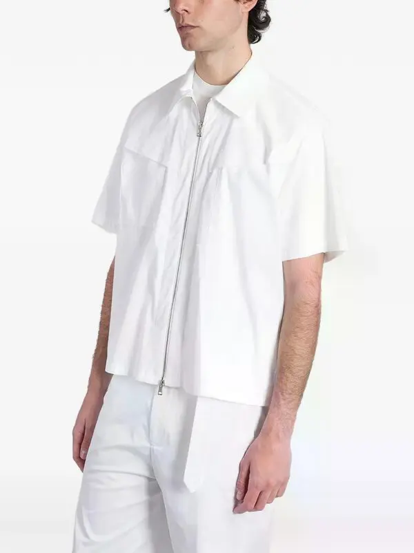 LOW BRAND S162 Zip-up Short-sleeve Shirt - White