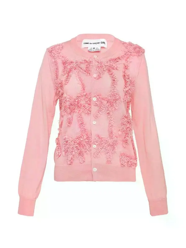Comme Des Garçons Embroidered Wool Cardigan - Pink
