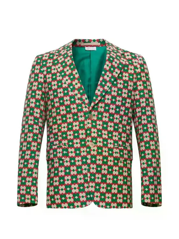 Comme Des Garçons Geometric-pattern Single-breasted Blazer