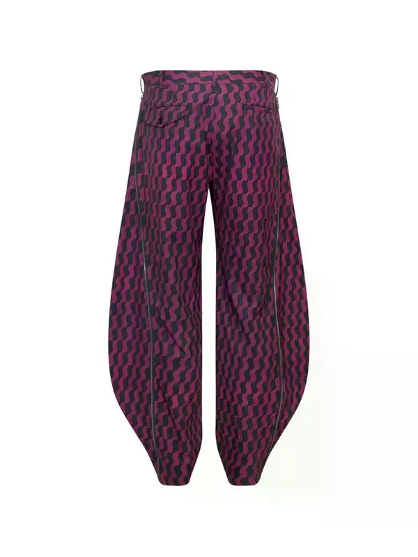 Comme Des Garçons Wave-print Loose Fit Jeans With Zip Detail