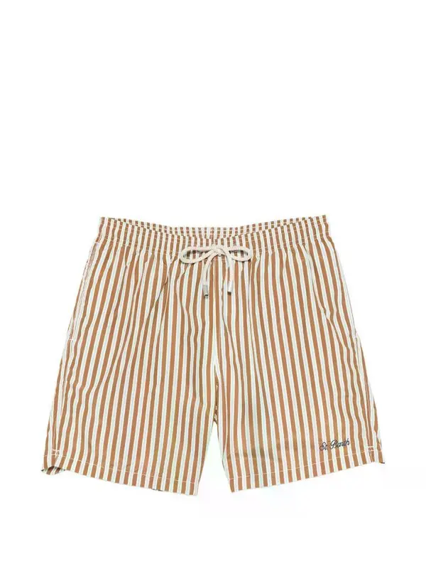MC2 SAINT BARTH Striped Drawstring Swim Shorts - Brown