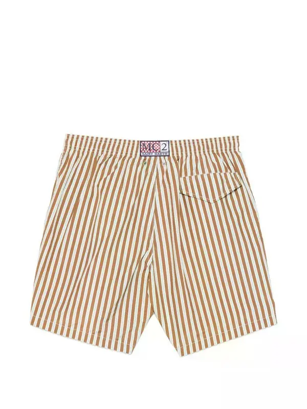 MC2 SAINT BARTH Striped Drawstring Swim Shorts - Brown