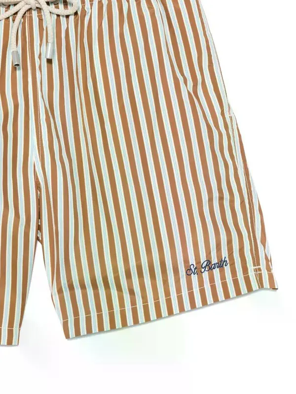 MC2 SAINT BARTH Striped Drawstring Swim Shorts - Brown