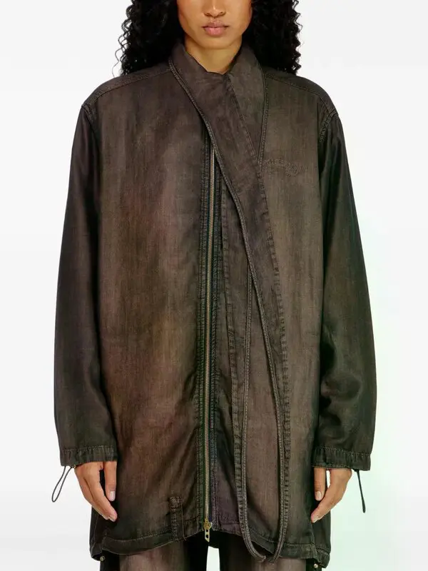 DIESEL® Extra-long Collar Zip-up Denim Jacket