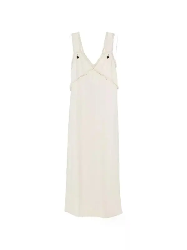 TOTEME V-neck Raw Slip Maxi Dress - Neutrals