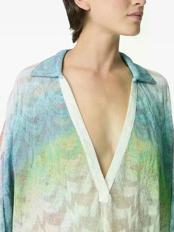 Missoni Long Sleeve V-neck Kaftan - Blue
