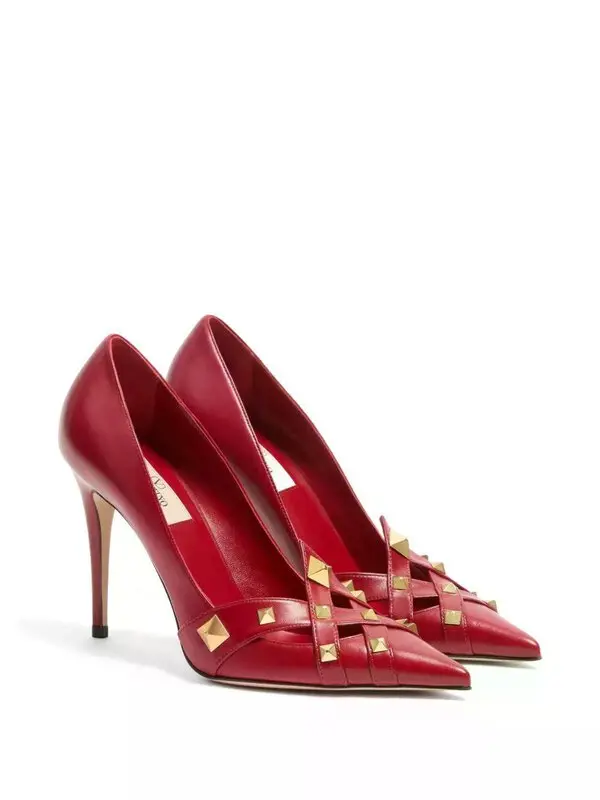 Valentino Garavani Studded Kidskin Pumps 100mm - Red