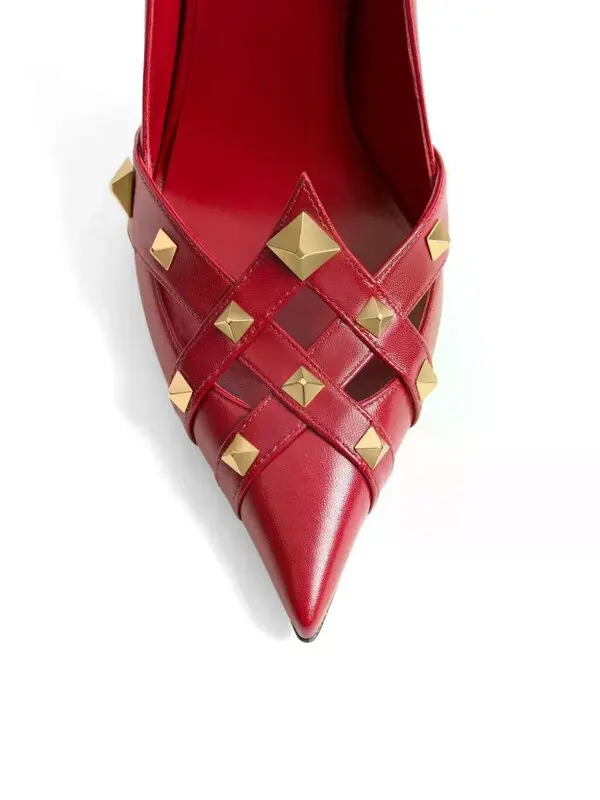 Valentino Garavani Studded Kidskin Pumps 100mm - Red