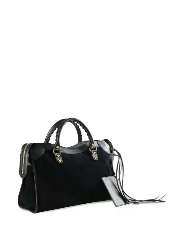 Balenciaga Le City Bag Medium Suede-panelled Tote Bag - Black