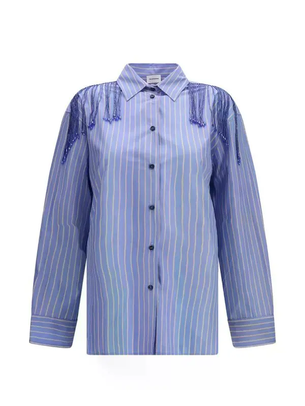 Andamane Beaded-fringed Shirt - Blue