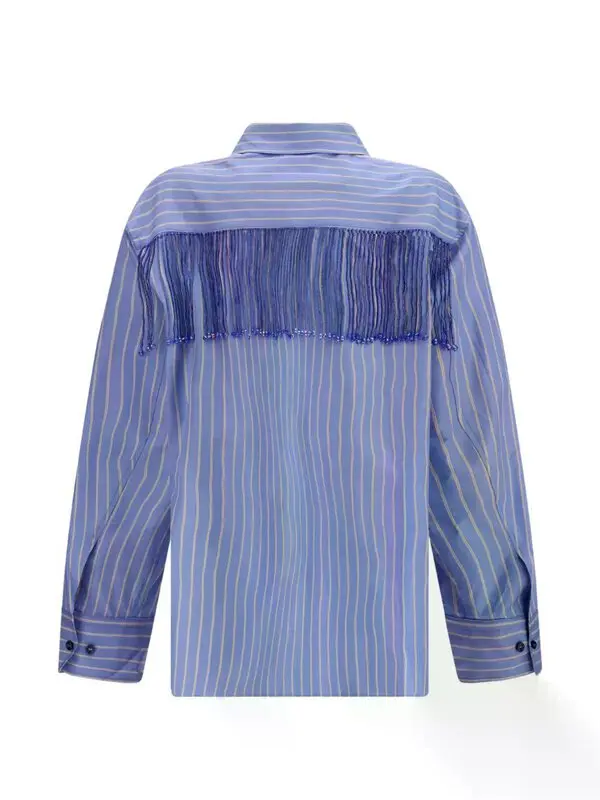 Andamane Beaded-fringed Shirt - Blue