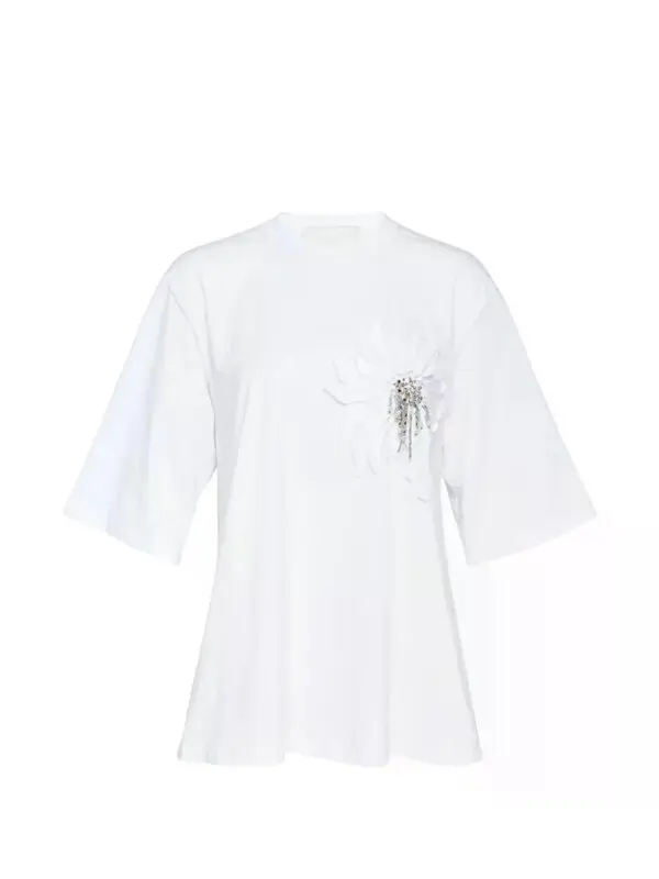 3.1 Phillip Lim Trapeze Floral-applique T-shirt - White