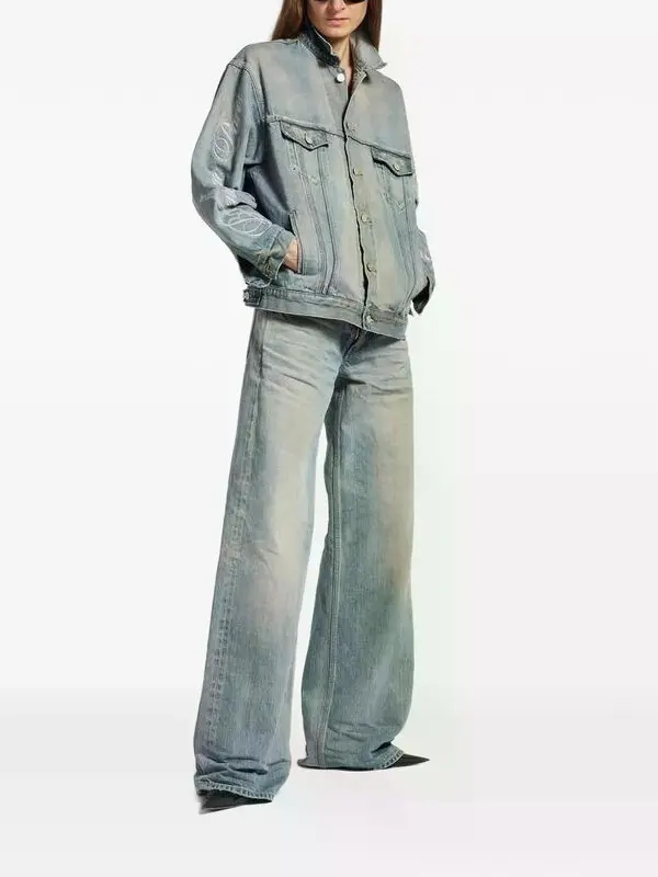 Balenciaga Lettering Denim Jacket - Blue