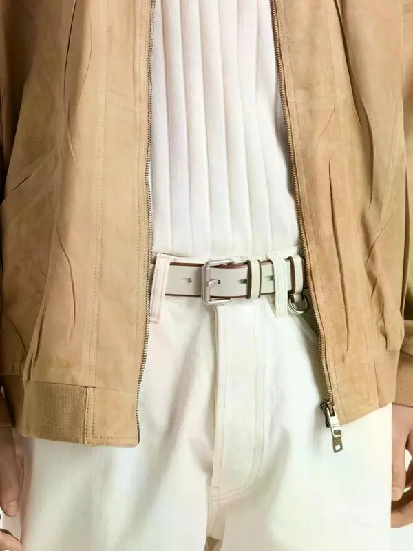 Prada Leather Belt With Metal Buckle - Neutrals