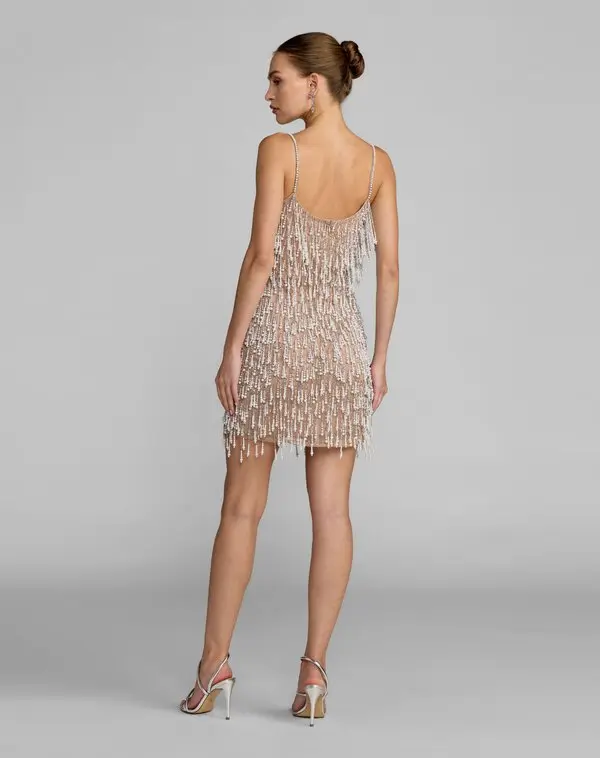 Mac Duggal Embellished Fringe Mini Dress