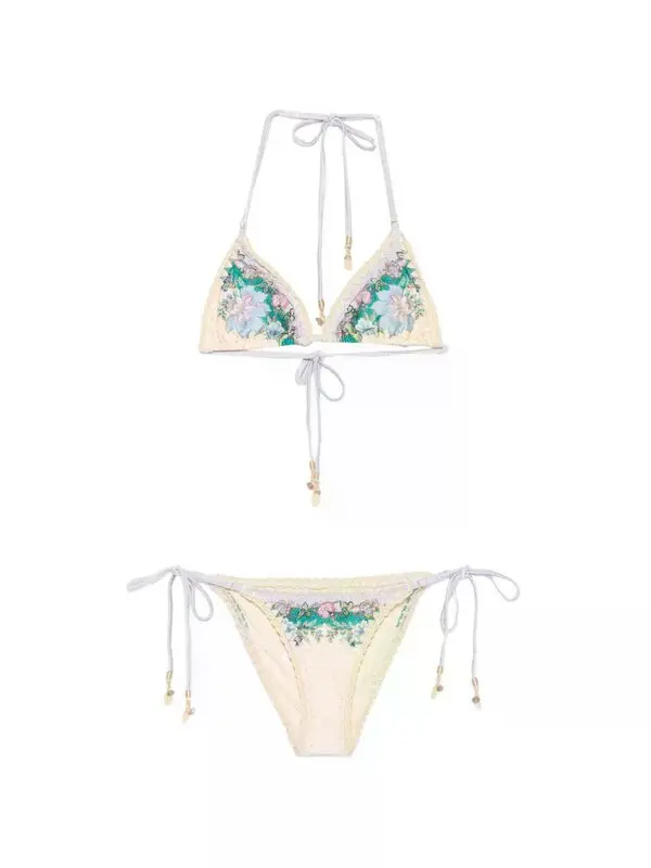 Zimmermann Indra Crochet-detail Bikini - Neutrals