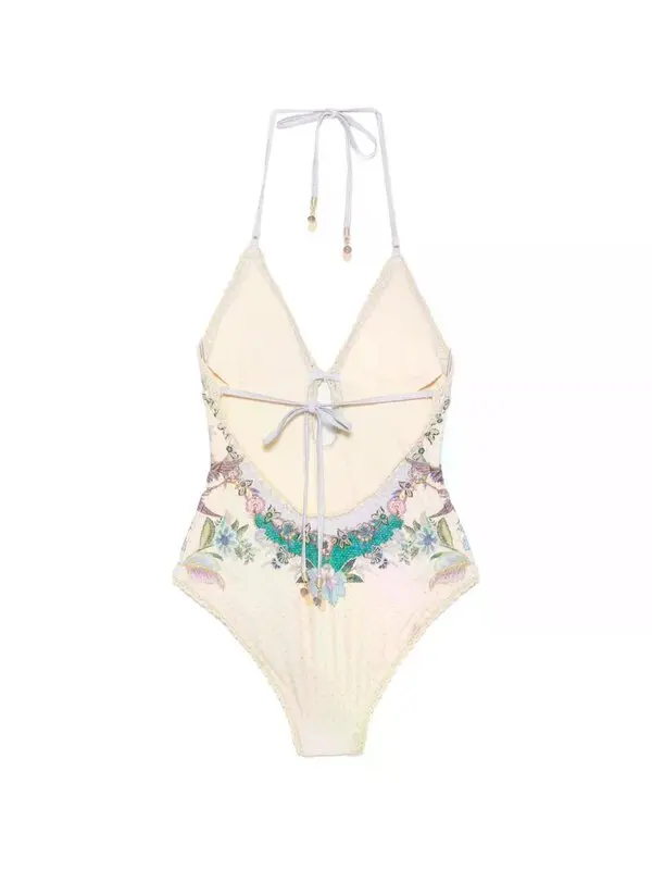 Zimmermann Indra Crochet-detail Swimsuit - Neutrals