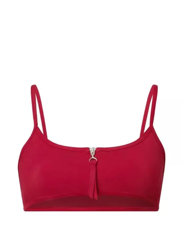Loulou De Saison Olga Zipped Square-neck Bikini Top - Red