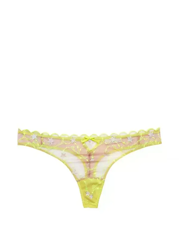 FLEUR DU MAL Toile Embroidery Thong - Yellow