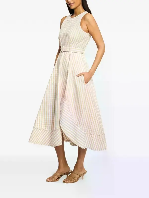 Cinq À Sept Zelda Gingham-print Dress - Neutrals