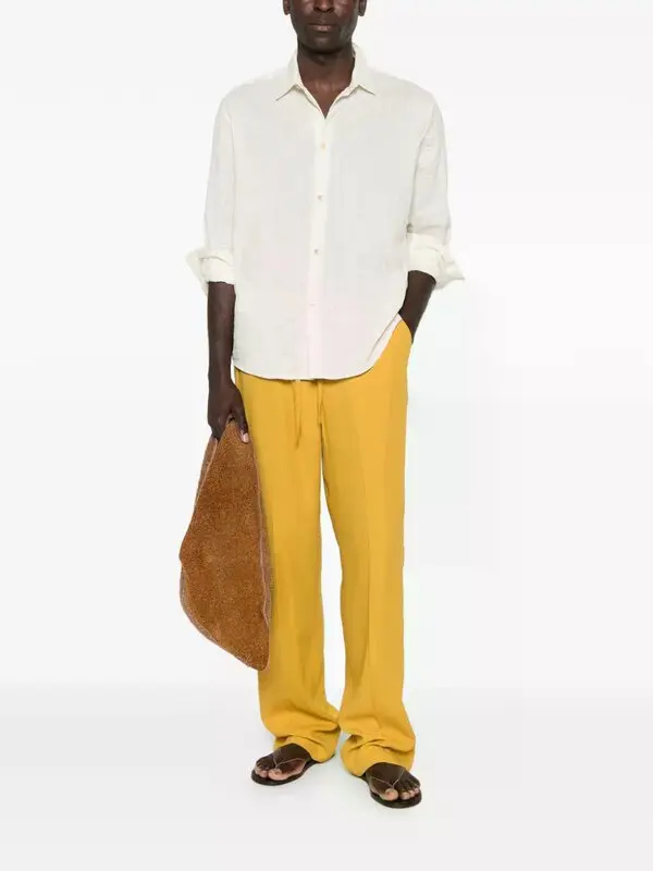 SECOND / LAYER Drawstring-waistband Pressed-crease Trousers