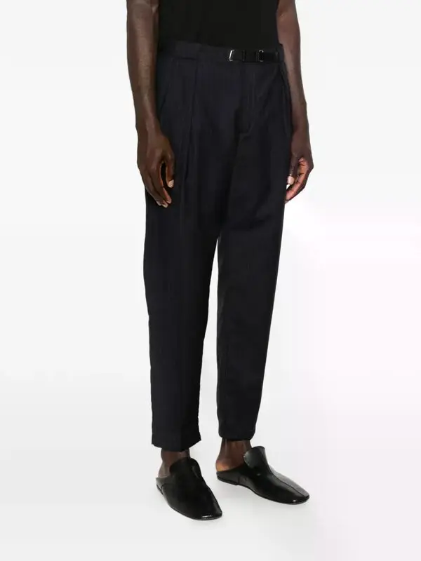 WHITE SAND Pinstripe Pleated Trousers