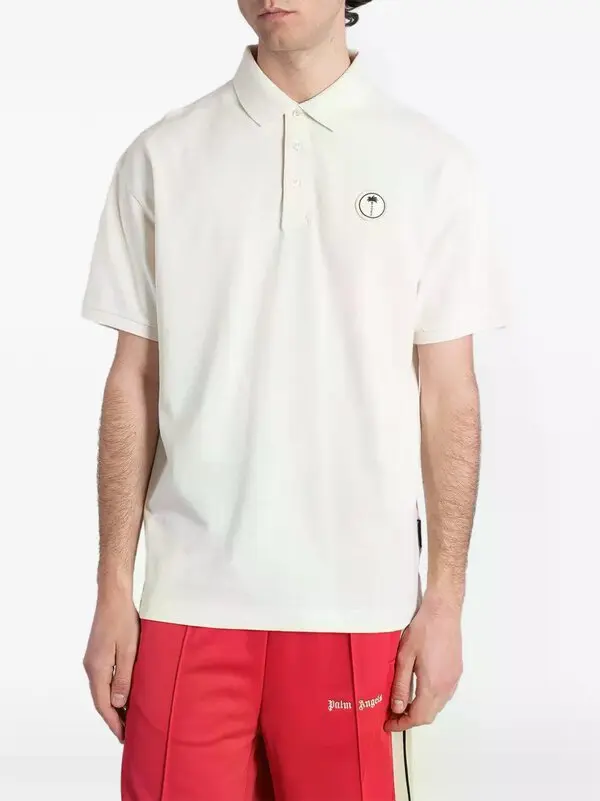 Palm Angels Logo-patch Polo Shirt - Neutrals