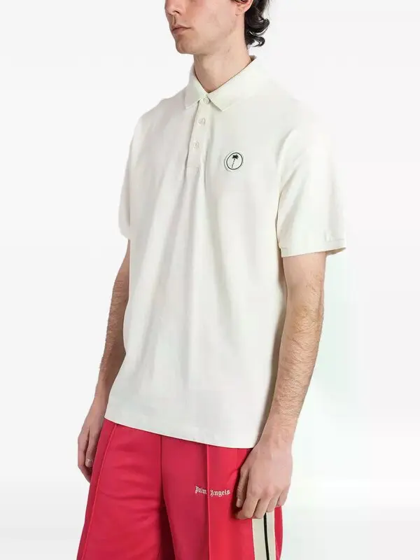 Palm Angels Logo-patch Polo Shirt - Neutrals