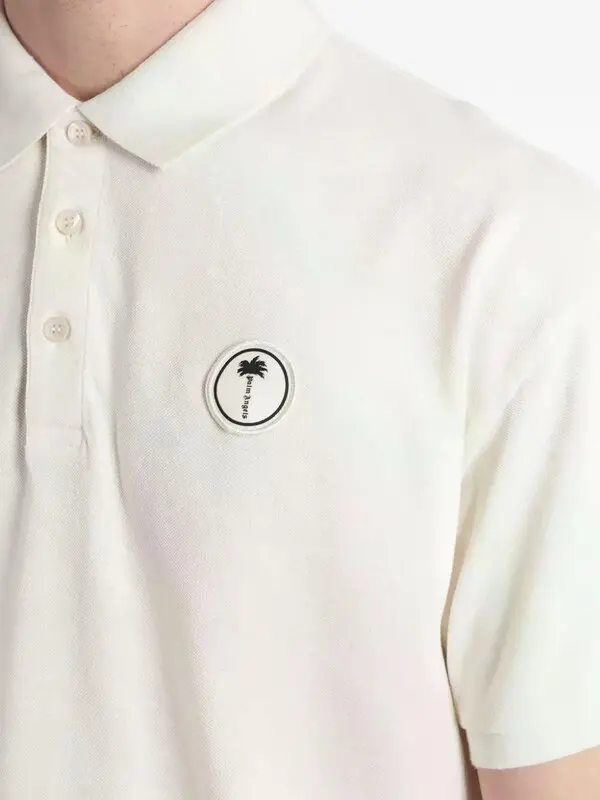 Palm Angels Logo-patch Polo Shirt - Neutrals