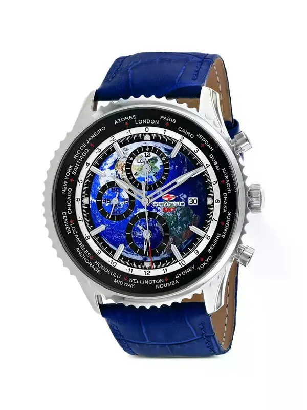 SEAPRO Meridian World Timer Gmt 47mm Watch - Blue