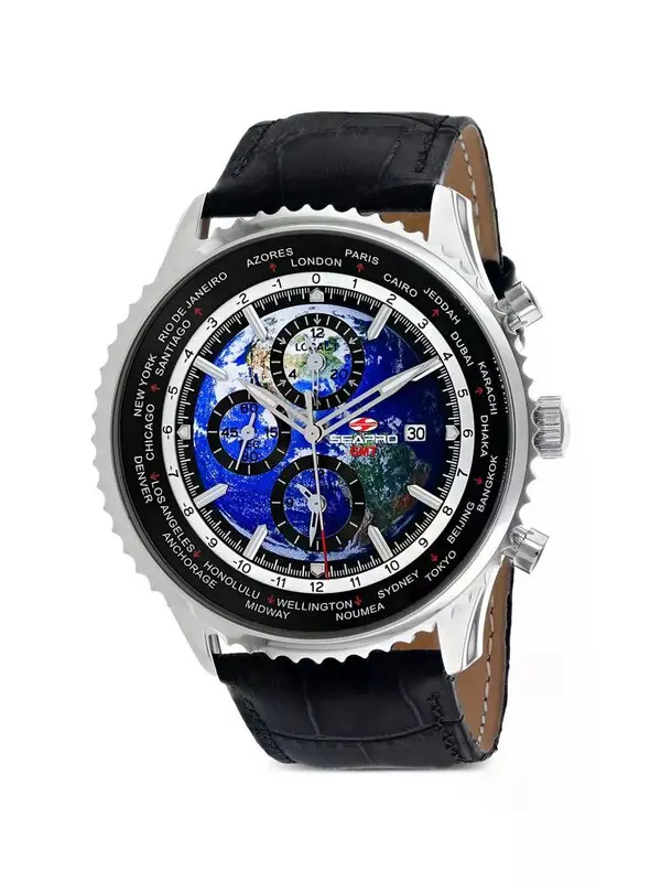SEAPRO Meridian World Timer Gmt 47mm Watch - Blue