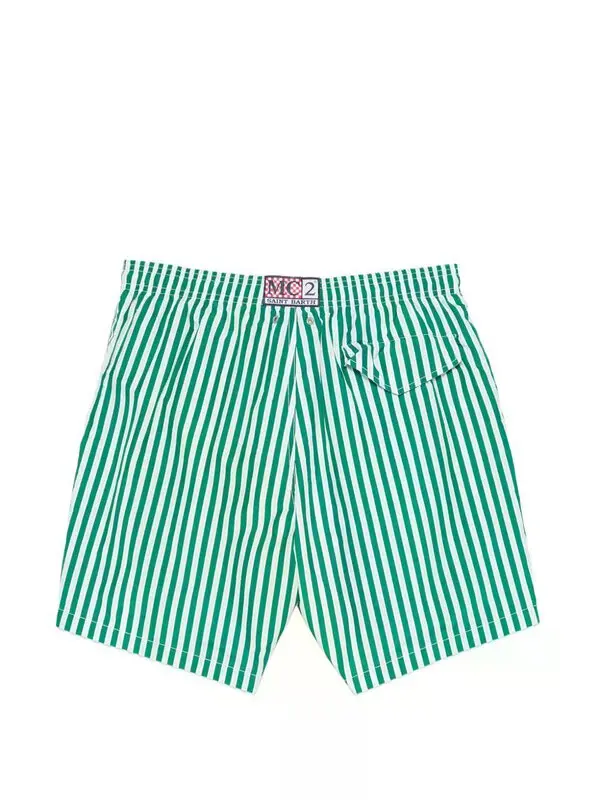 MC2 SAINT BARTH Striped Drawstring Swim Shorts - Green